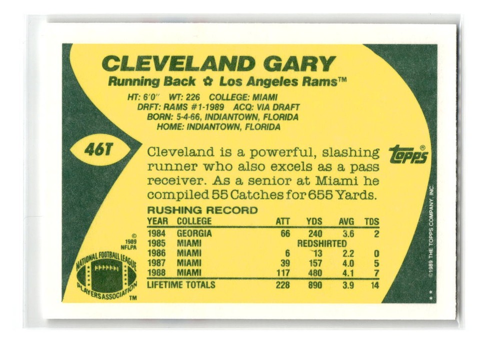 1989 Topps Traded - #46T - Cleveland Gary RC - Los Angeles Rams | eBay