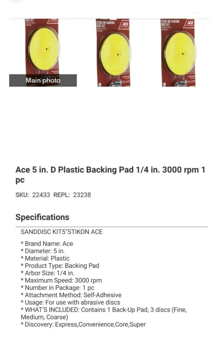 (3) 3 Pack 5" Universal Stick-On Pad ~ Sanding Disc Backer Pad 1/4 ...