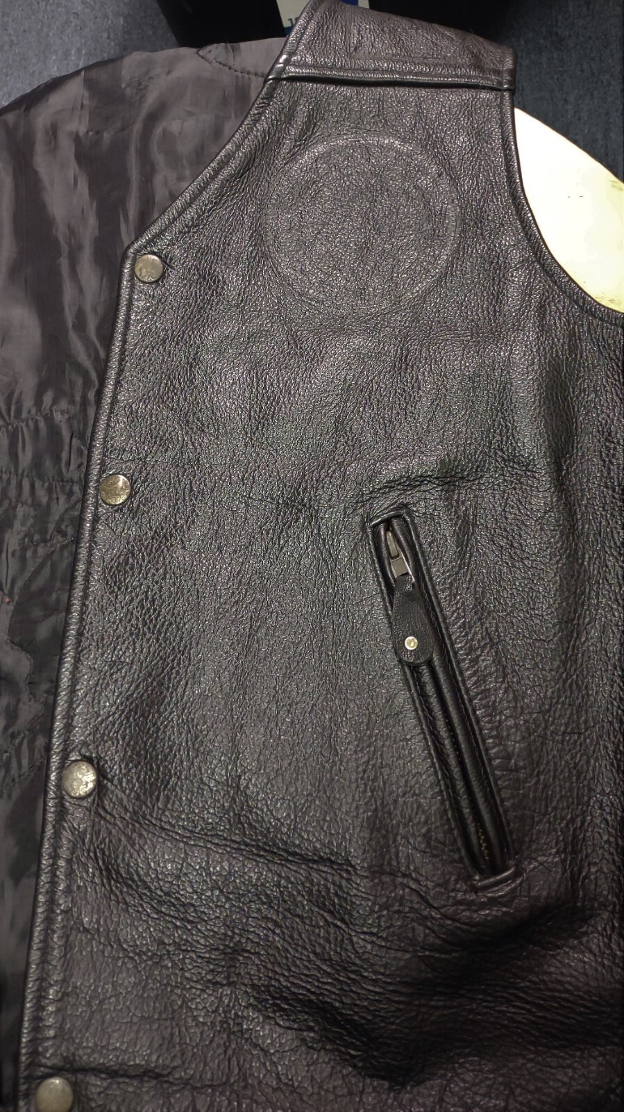 Xelement Black Leather Motorcycle Vest Men's Sz XL Pa… - Gem