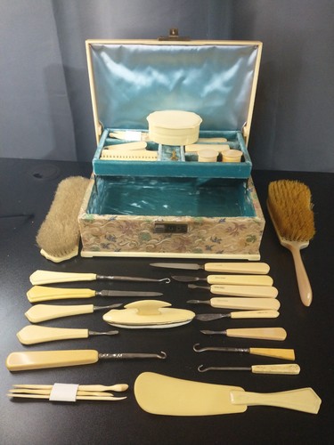 Vintage MELE 2 tier jewelry box Full Of French Ivory Items | eBay
