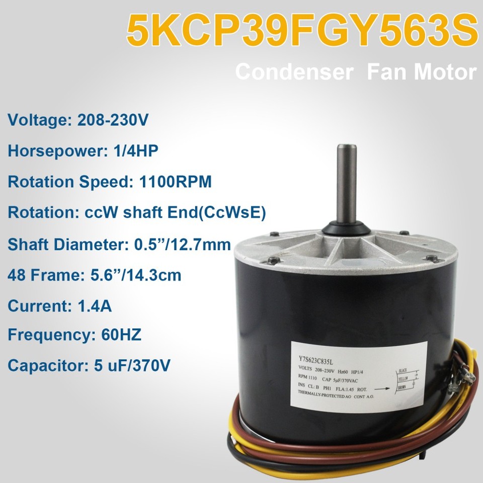 Fan Motor 1/4 HP 208-230 Volt Y7S623C835L for Zhongshan Broad-Ocean ...
