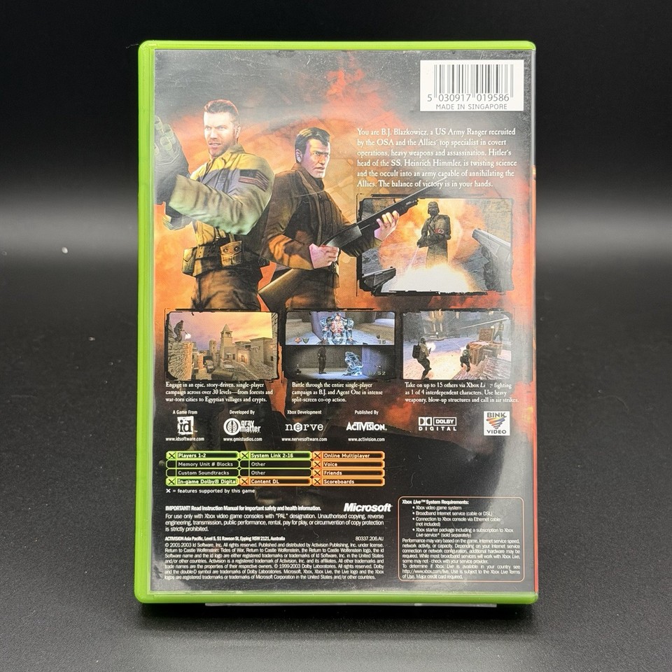 Return To Castle Wolfenstein Tides Of War Xbox Game & Booklet In Great ...