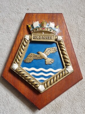 LARGE VINTAGE ROYAL FLEET AUXILLERY RFA GOLD ROVER CREST SHIELD WALL ...
