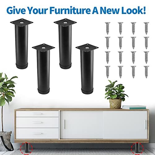 6 Inch Metal Furniture Legs Stainless Steel Adjustable Legs Black Metal ...