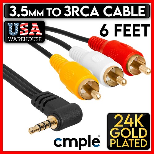 3.5MM Video Audio (4Poles) to 3 -RCA AV 6ft Cable Camcorder TV Audio ...