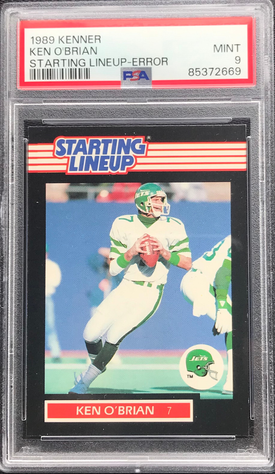 1989 Kenner KEN O'BRIAN Starting Lineup Card ERROR PSA 9 MINT | eBay