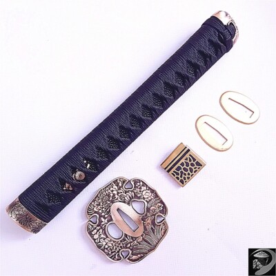 Handle Tsuka Brass Tsuba Guard Habaki Seppa Japan Samurai Katana Sword ...