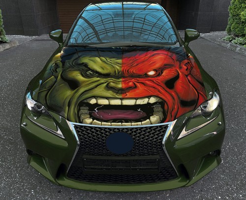 Hulk Face Car Hood Wrap Vinyl Decal Full Color Graphics Avenger Sticker ...