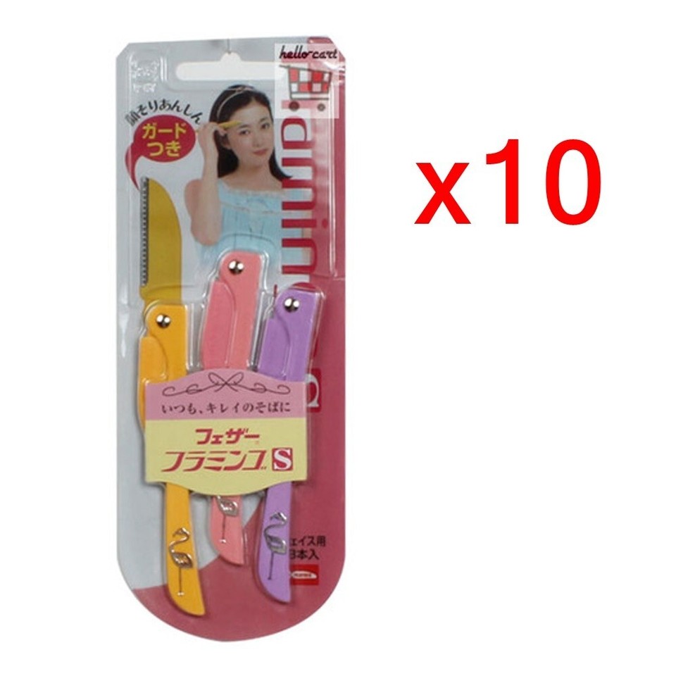 10 SET 30pcs RAZORS FEATHER Flamingo Eyebrow Shaver trimmer JAPAN | eBay