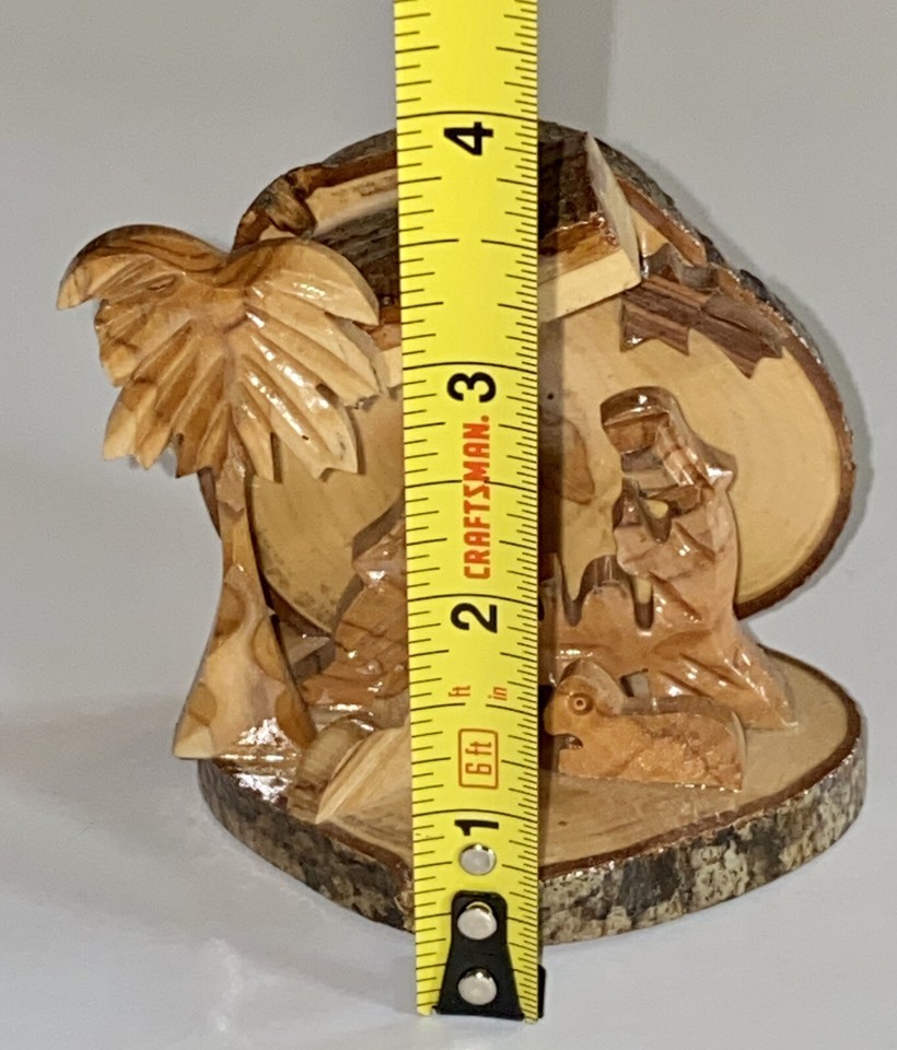 Vintage NATIVITY Carved Olive Wood Manger Handmade Bethlehem Israel ...