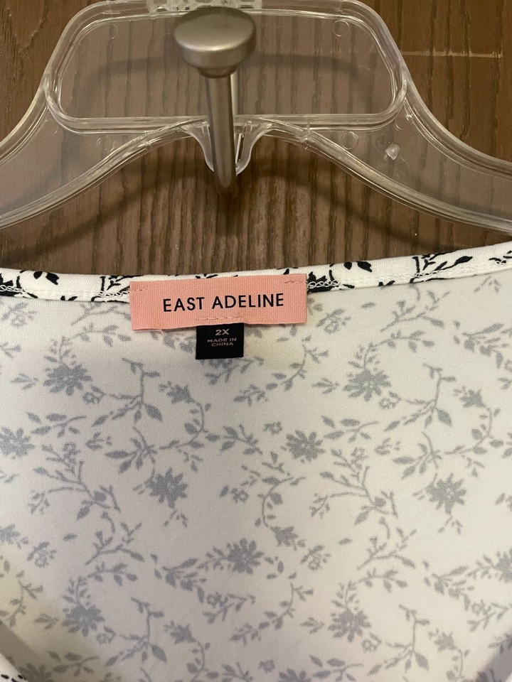 New East Adeline Womens Plus Sized 2X Black/White Print Long Sleeved | eBay