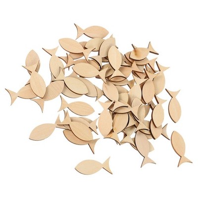 150 PCS Diy Wood Fish Crafts Unfinished Shaped Crafting Coastal Wall ...