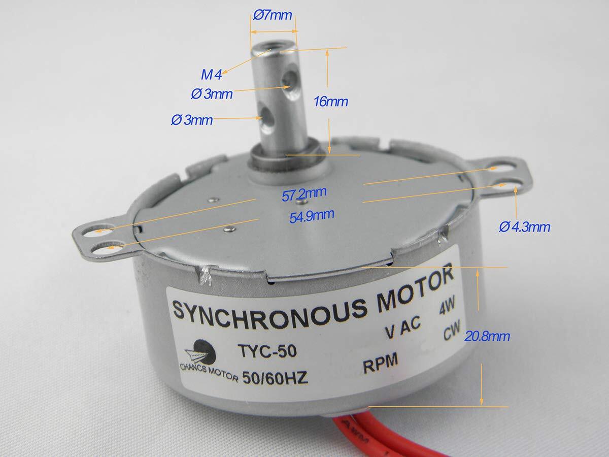 Chancs Tyc-50 Synchronous Motor 110v AC 15-18rpm Cw/ccw 4w Electric ...
