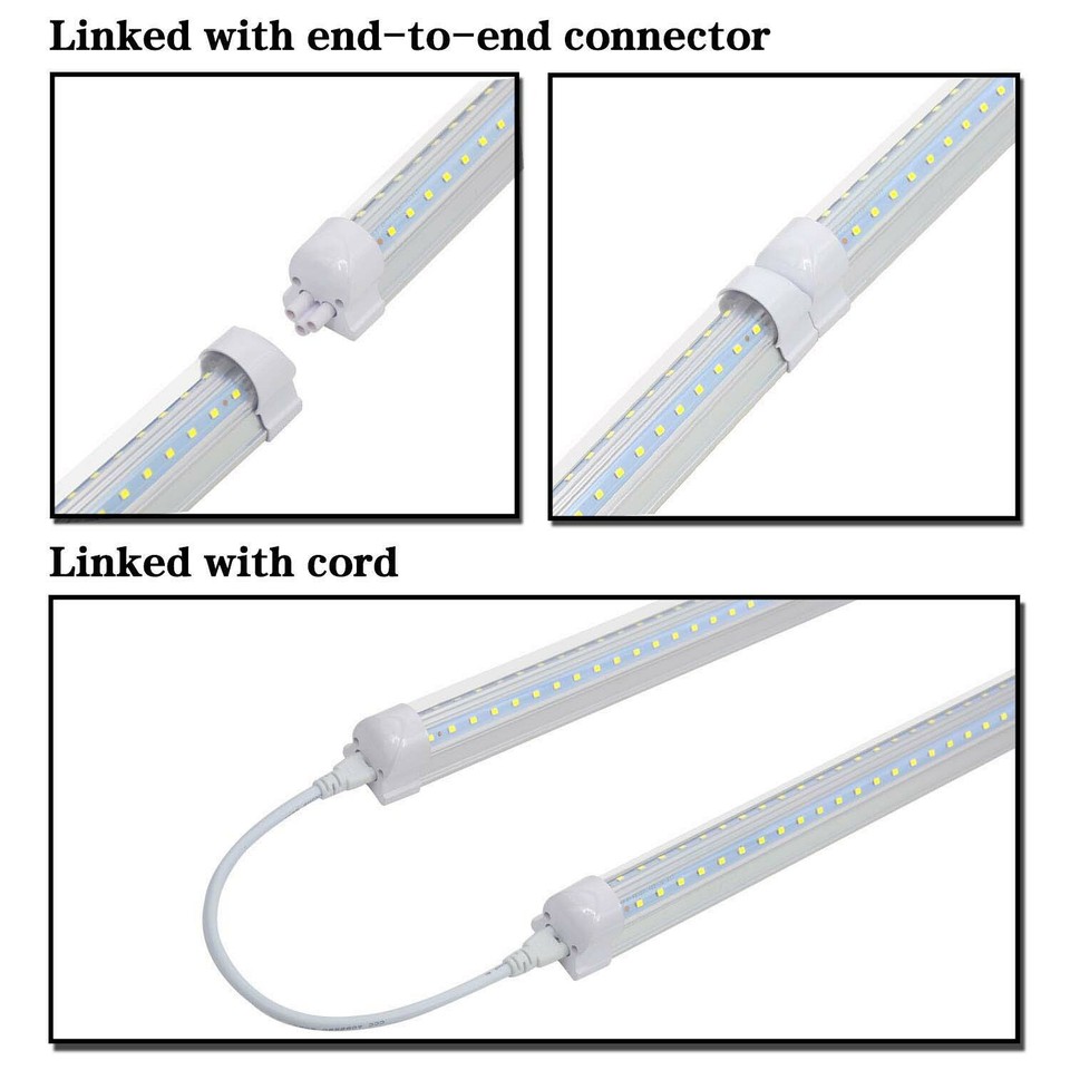 T8 8 Pack LED Shop Light Fixtures 90W 8FT LED Tube Light Bulbs 6500K ...