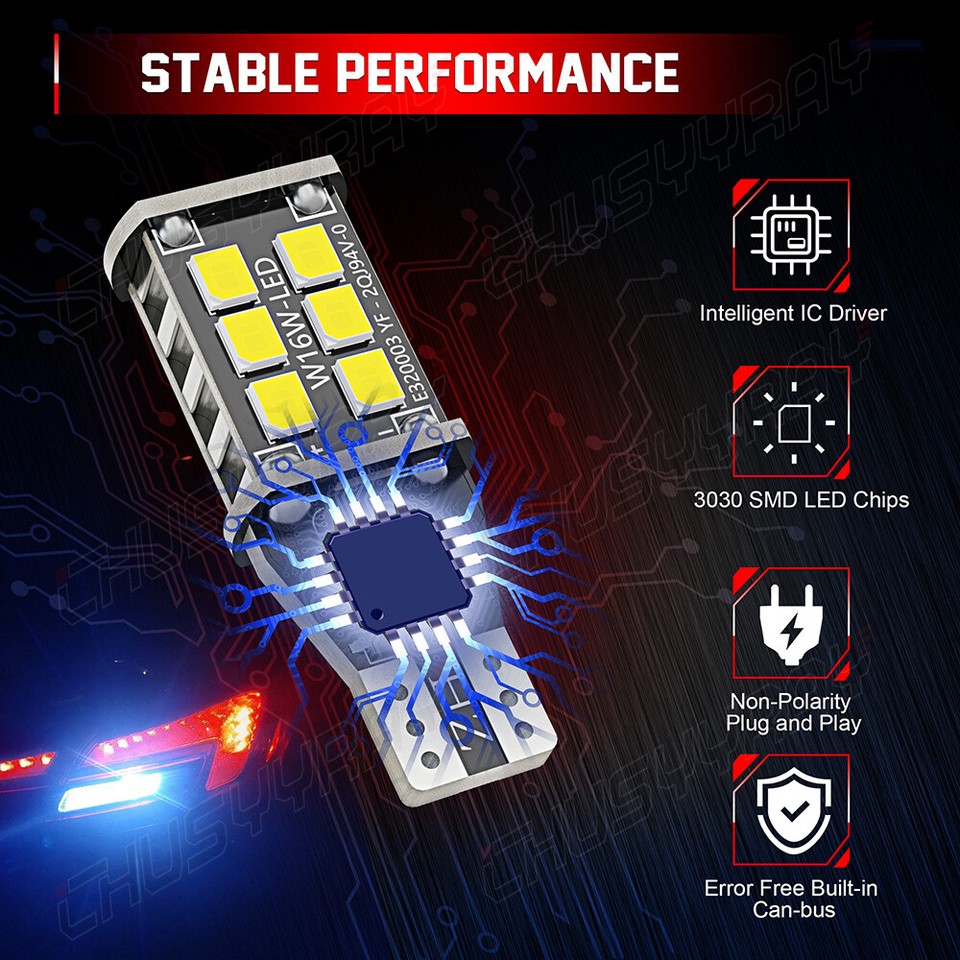 LED Reverse Back Up Light Bulb 921 912 W16W T15 906 916 Super White ...