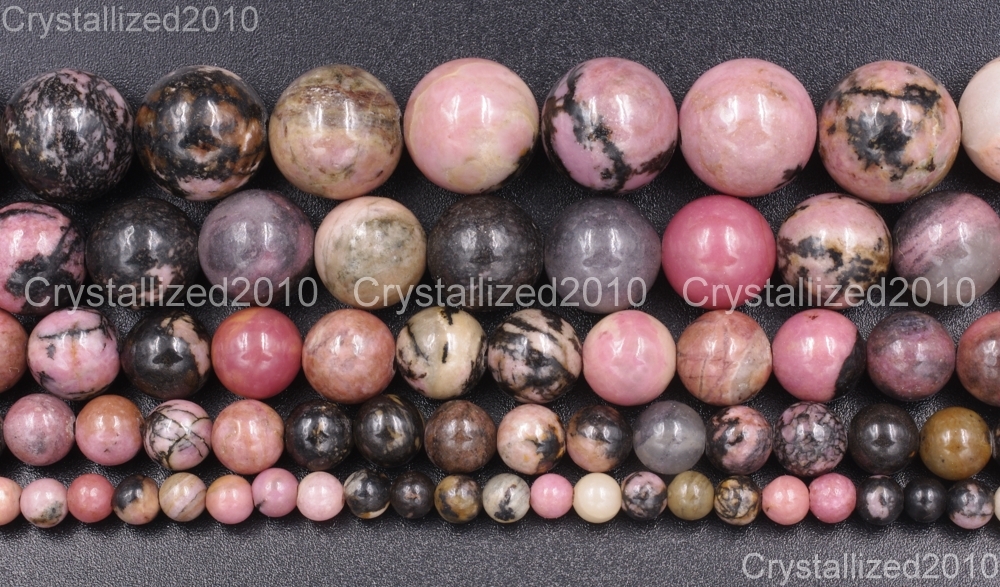 Natural Gemstone Black Line Rhodochrosite Round Beads 4mm 6mm 8mm 10mm ...