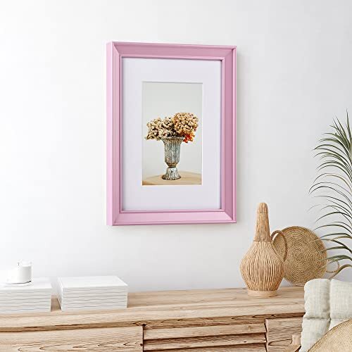 Wood Real Glass Flat Picture Frame Matted to 8x10 for Wall Photo 11x14 ...