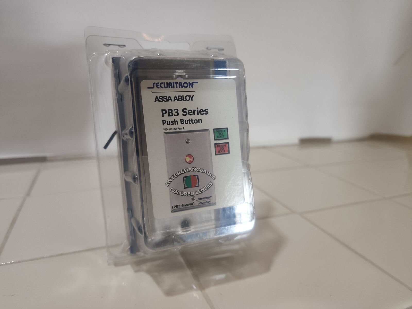 SECURITRON PB3N PUSH BUTTON PB3 SERIES NARROW STYLE GRN/RED LENS ...