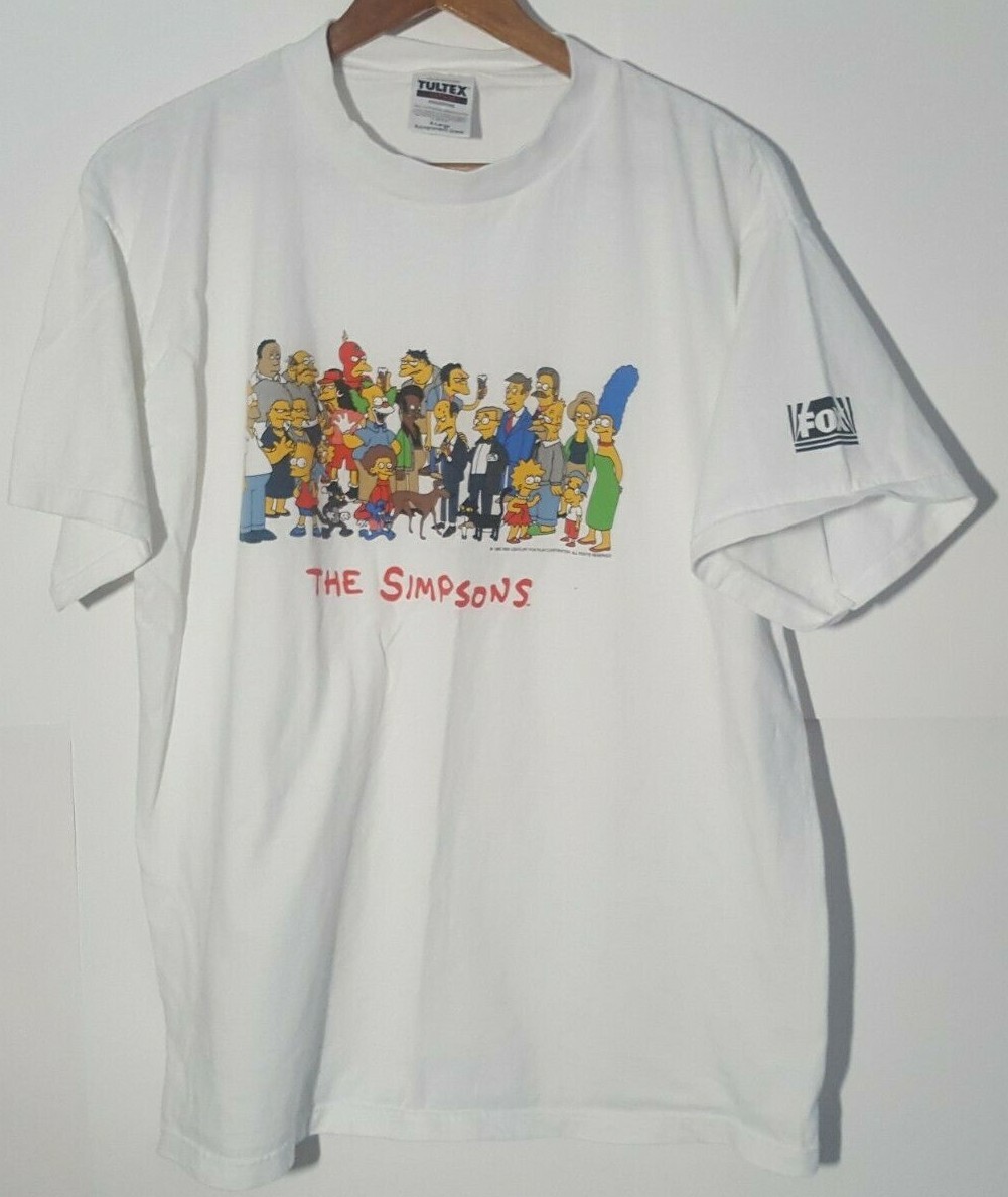 Vintage 1992 The Simpsons FOX Promo Men's XL White T-… - Gem