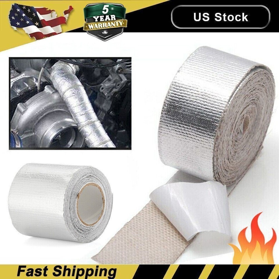 2" x 16' Adhesive Exhaust Header Pipe Wrap Heat Shield Tape Exhaust ...