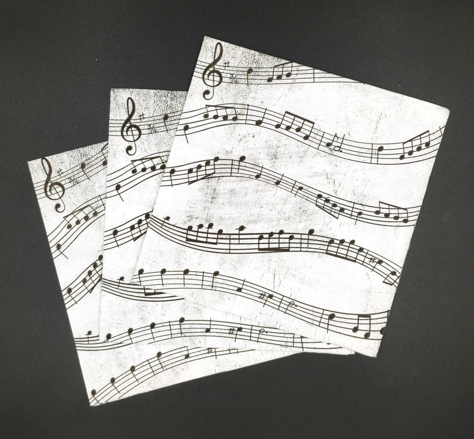 S092# 3x Single SMALL Paper Napkins Decoupage Craft Aged Music Notes ...