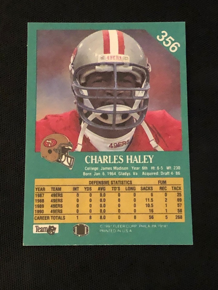 HOF CHARLES HALEY 1991 FLEER SIGNED AUTOGRAPHED CARD #356 SAN FRANCISCO ...