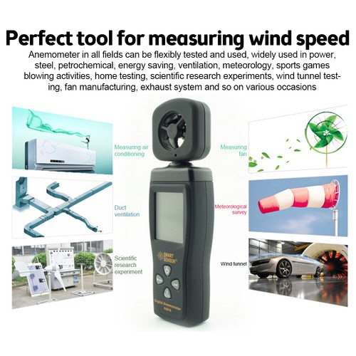 AS816 Anemograph Air Flow Meter Anemometer Handheld Digital Wind Speed ...