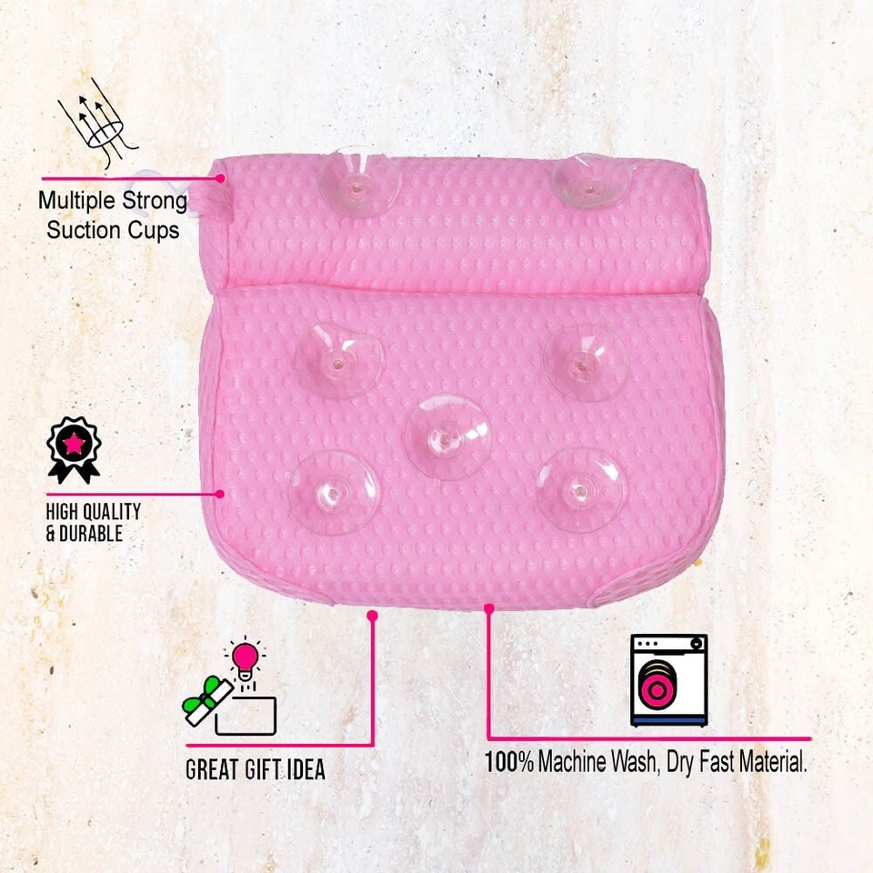 Bathtub Pillow Relax Neck Back Support Bath Spa Comfy Cushion Headrest ...