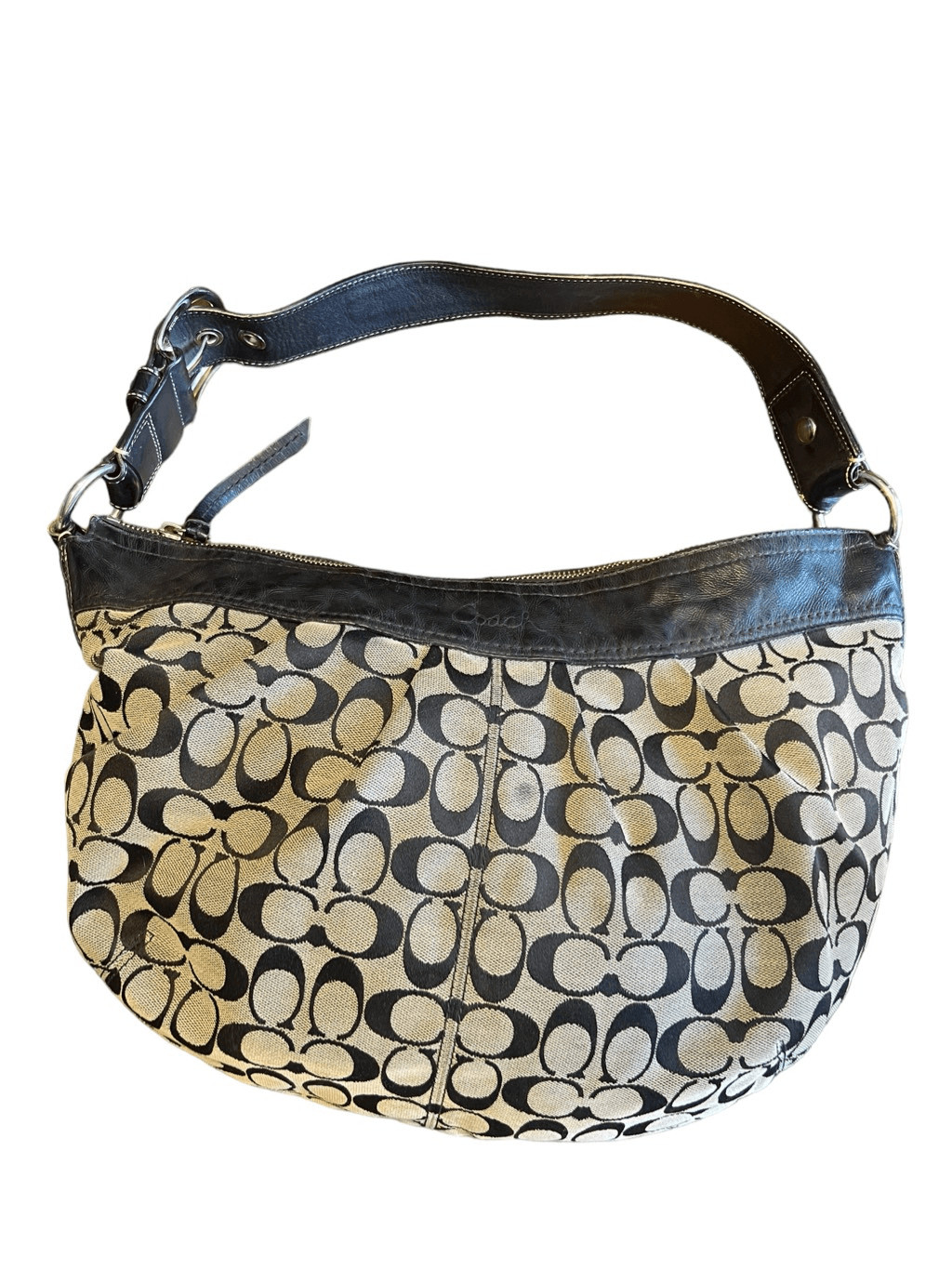 Coach Y2K Vintage black gray Canvas & Leather Hobo ba… - Gem