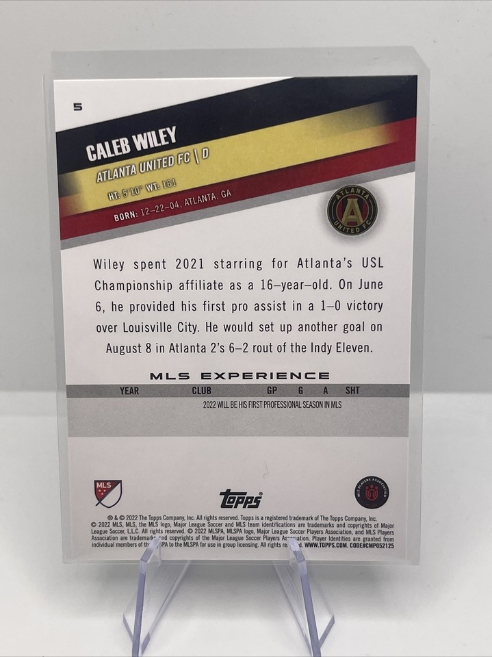 Caleb Wiley 2022 Topps MLS Soccer Rookie Card #5 Atlanta United | eBay