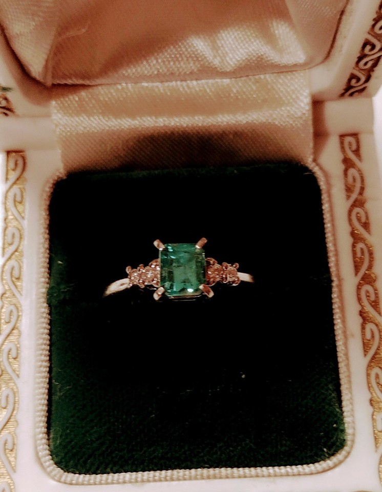 Nice Emerald And Diamond Ring .90 ct. Emerald, nice cut! Platinum!! | eBay