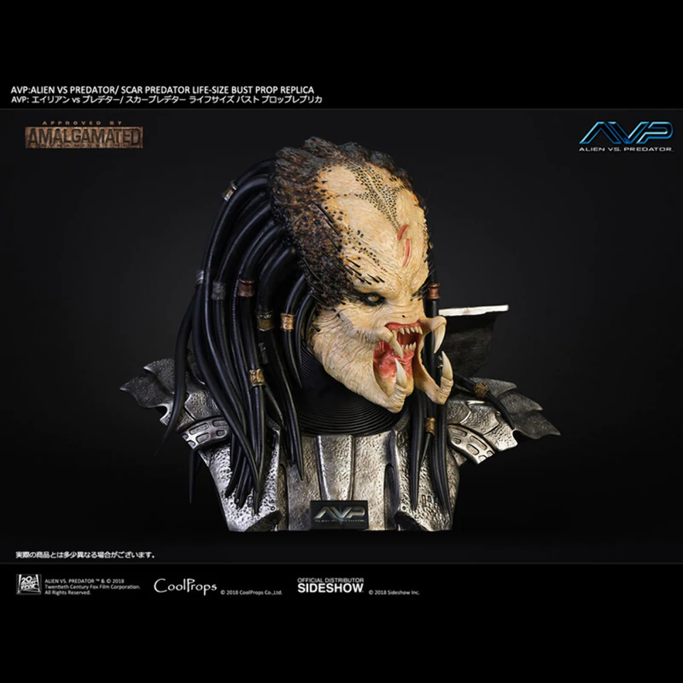 COOLPROPS AVP Alien vs Predator Scar Predator Life Size Bust 1:1 Statue ...