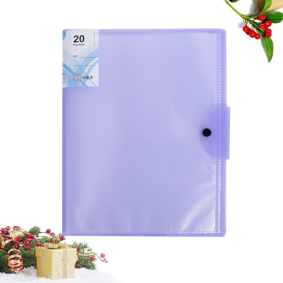20 Pages Transparent File Folder Examination Paper Storage Clip for A3 ...