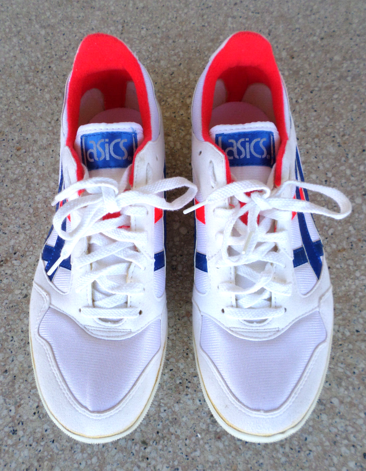 NEW vintage ASICS Red, White and Blue Running Shoes made in Taiwan ...