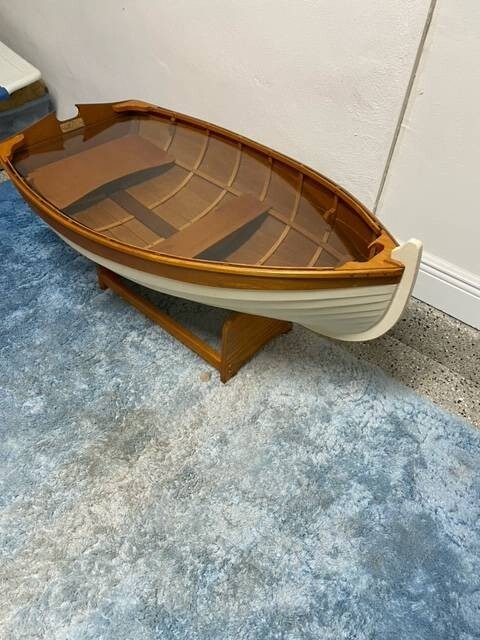 Vintage Wood-N-Stuff Handcrafted Nautical Handmade Oak Rowboat Coffee ...