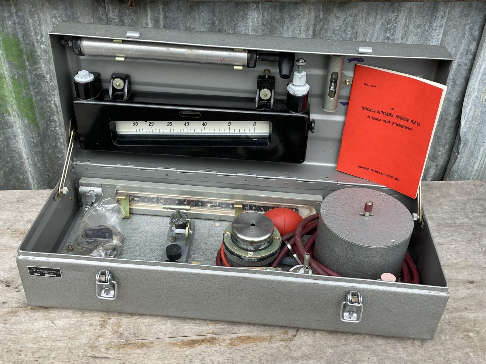 RARE COLD WAR POLISH ARMY PKM-66 GAS MASK RESPIRATOR TESTING SET ...