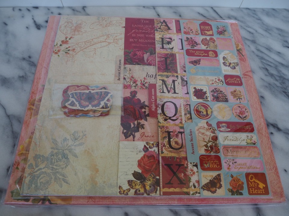 Colorbok Scrapbook Kit 12 x 12 Album 16 sheets 6 chipboard accents ...