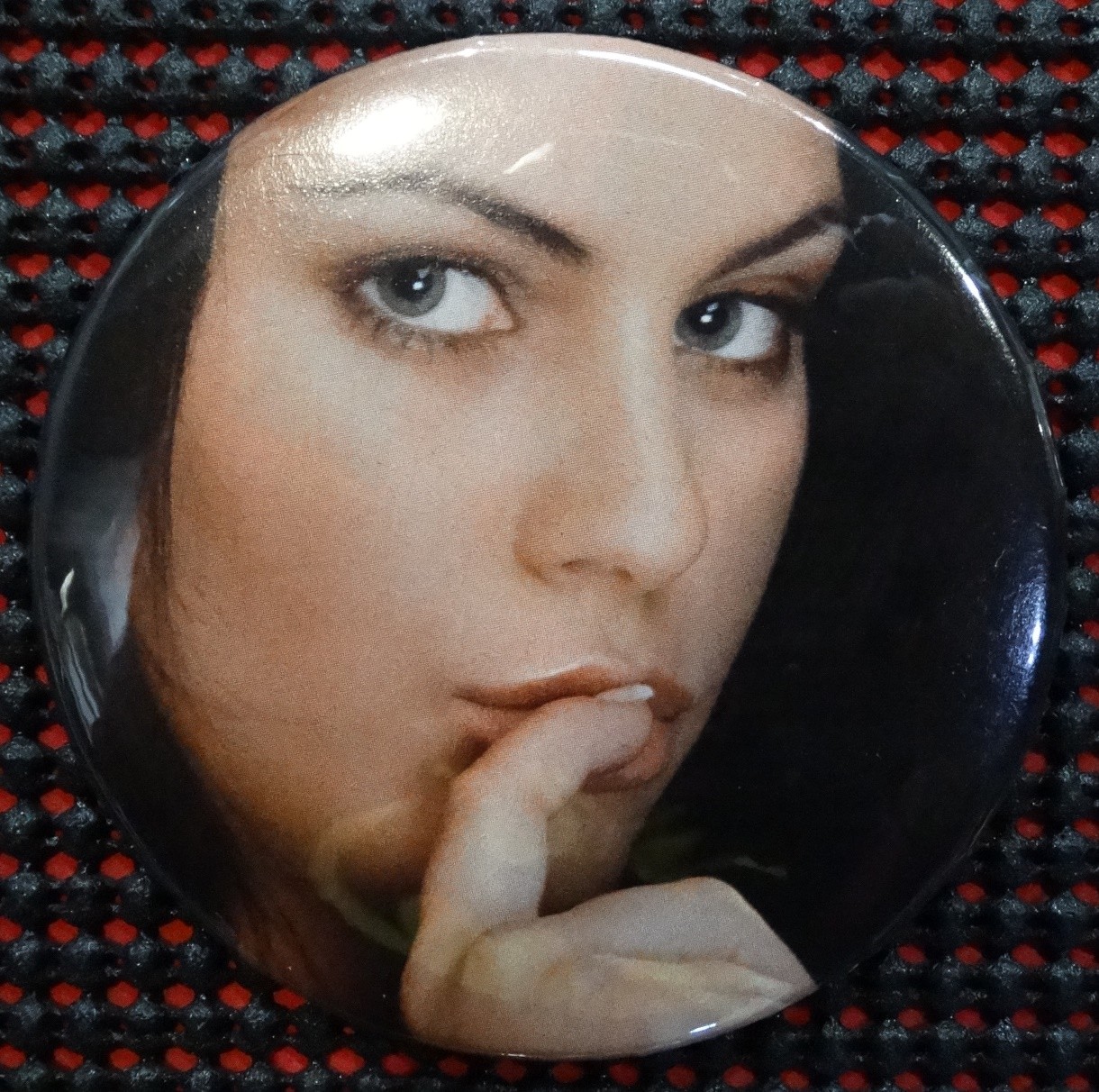 SEXY BRUNETTTE RISQUE/MATURE POP CULTURE 3" PINBACK/PIN-BACK BUTTON ...