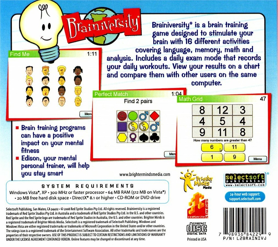 Brainiversity PC Brain Game * Windows 10 / 8 / 7 / Vista /XP * New ...