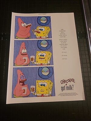 Spongebob Squarepants Got Milk Print Ad 2001 8x11 Great To Frame | eBay