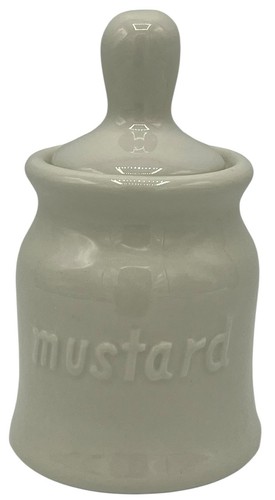 Hall Mustard Jar White with Spoon Ironstone Condiment Restaurant Ware ...