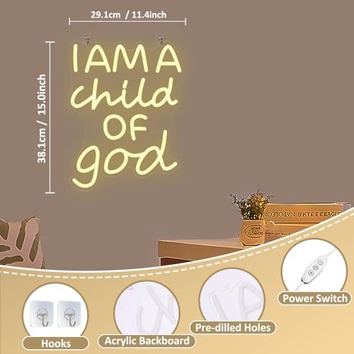 Divinely-Inspired Neon Sign - 'I Am a Child of God' Wall Art for ...