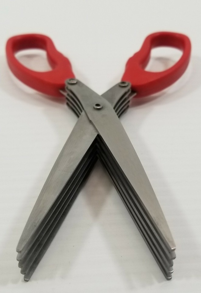 Red Document Kitchen Herb Shredding 5 Blade Scissors - Multipurpose ...