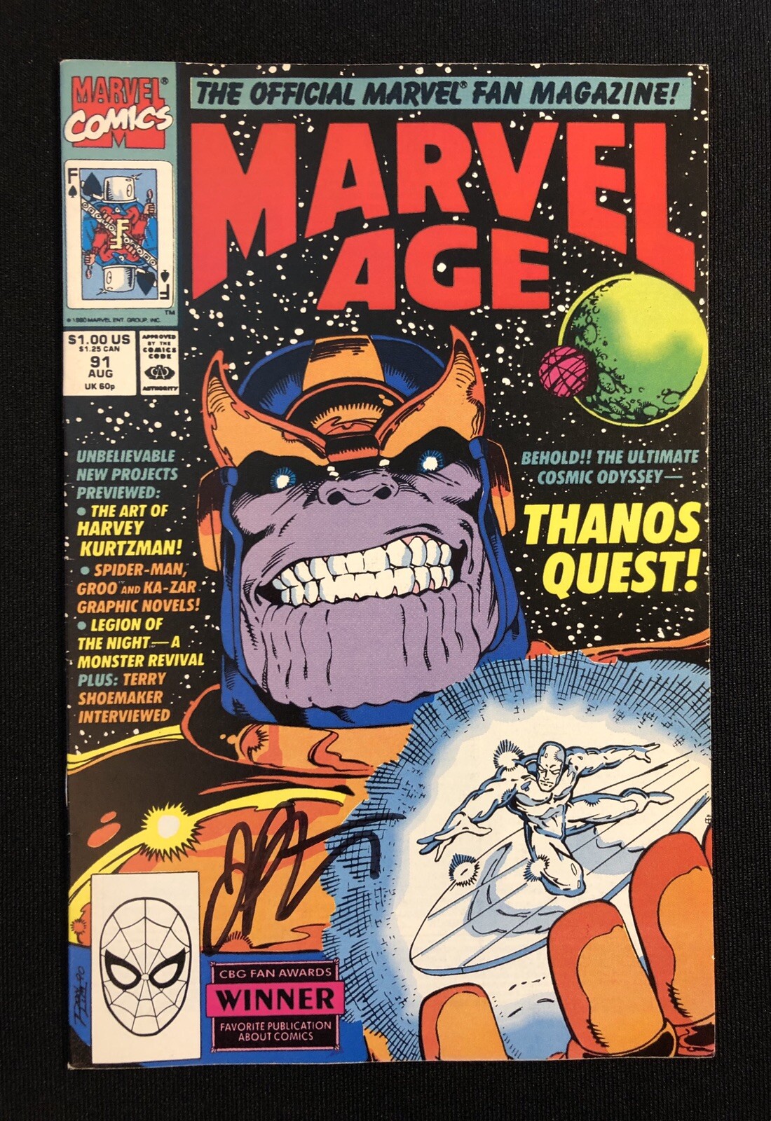 MARVEL AGE #91 SILVER SURFER COA SIGNED JIM STARLIN THANOS QUEST ...