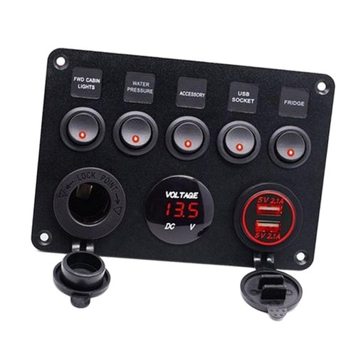5 Gang Marine rocker for boat Switch Panel - 12V DC Red LED | eBay