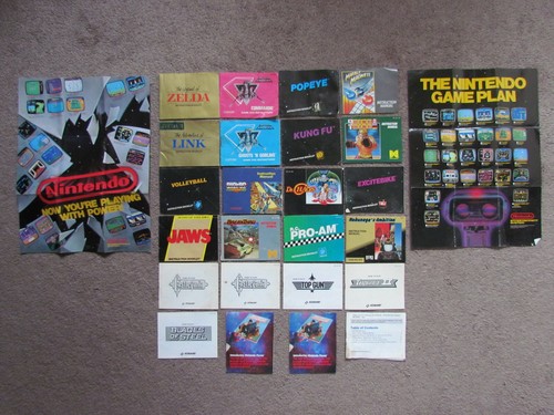 Lot 22 NES Manuals Inserts Posters Zelda Link Castlevania Black Label ...