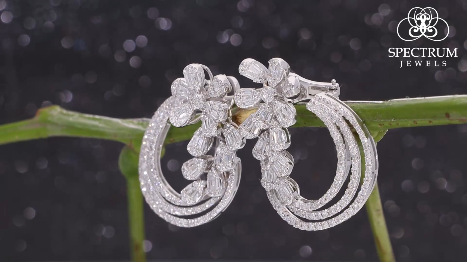 4.31 Ct H/SI Baguette Natural Diamond Flower Hoop Earrings Gift 14k ...