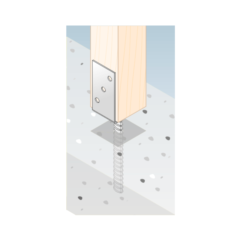 HEAVY DUTY GALVANISED L TYPE SHAPE WITH PIN FENCE POST ANCHOR SUPPORT ...