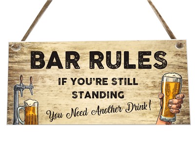 Bar Rules Alcohol Funny Quote Wooden Novelty Plaque Sign Gift fcp57 | eBay