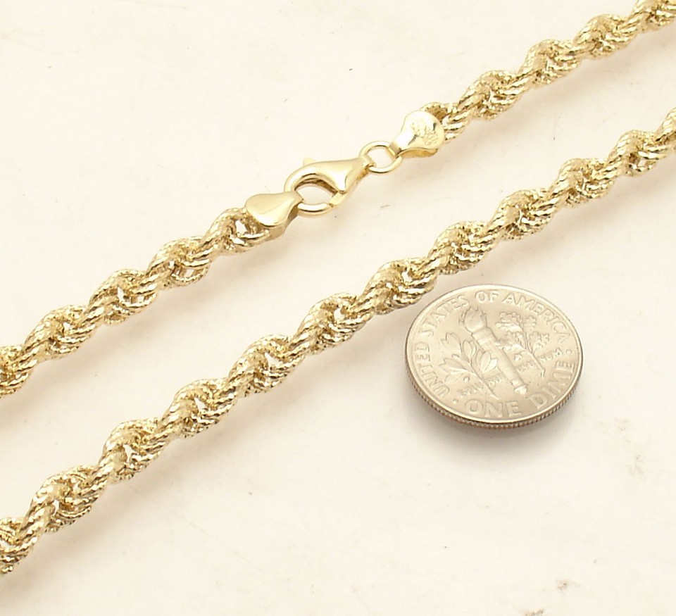 Technibond Diamond Cut Rope Chain Necklace 14K Yellow Gold Plated ...